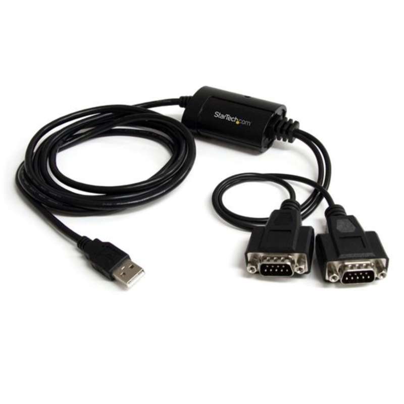 ICUSB2322F 2ポート増設USB 2.0-RS232Cシリアル変換ケーブル 1x USB A オスー2x DB-9(D-Sub 9ピン) オス シリアルコンバータ/変換アダプタ ...